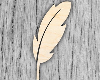 2 34 Feather Wooden Cutout Shape, Silhouette, Gift Tags Ornaments Laser ...