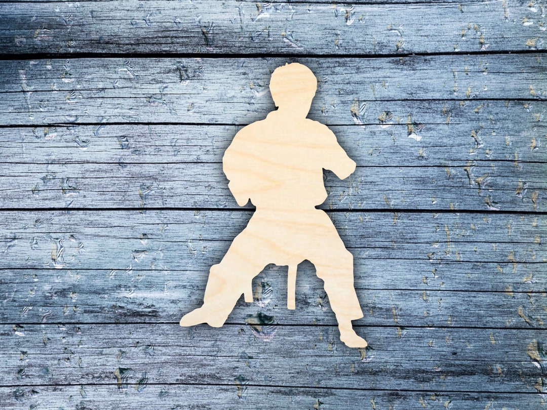 Wooden Karate Guy Cut Out Shape - Laser Cut Wood Shape of Karate Pose ...