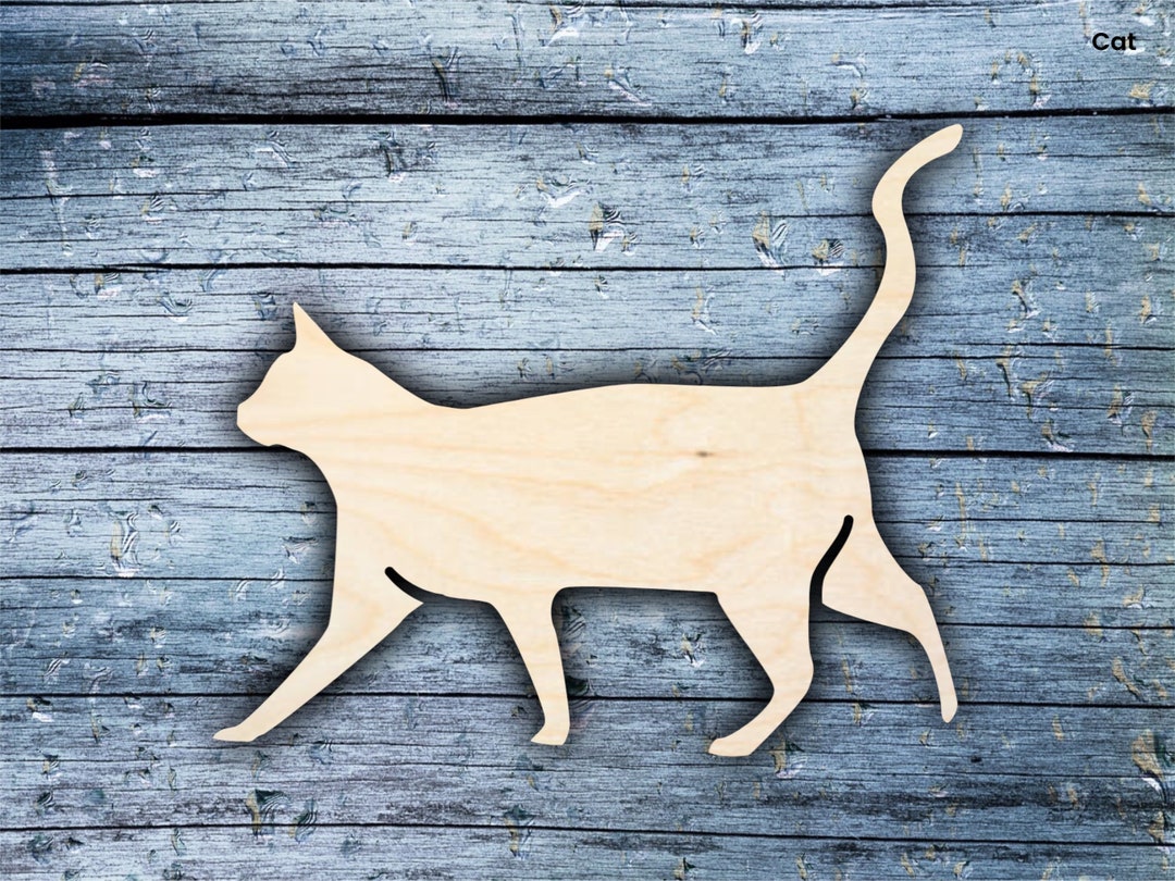 Wooden Cat Cut Out Shape - Laser Cut Wood Shape of Cat DIY Crafts ...
