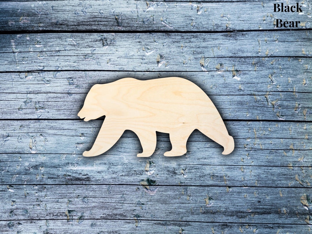 Wooden Bear Cut Out Shape - Laser Cut Wood Shape Black Bear DIY Crafts ...