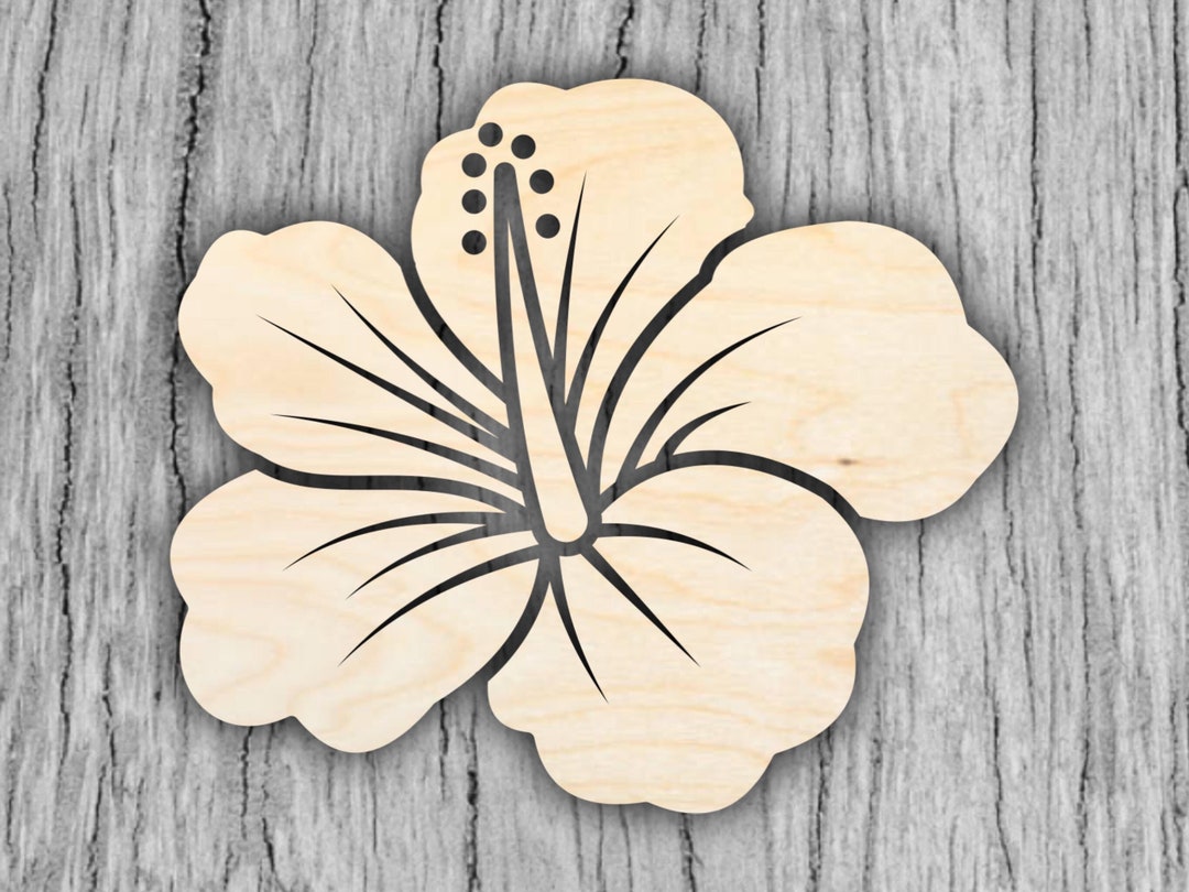 Wooden Hibiscus Cut Out Shape Laser Cut Wooden Shape Hibiscus Flower ...