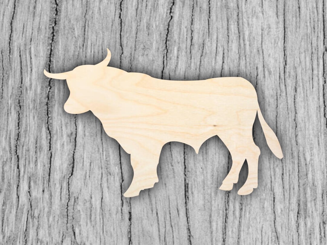 Bull Wooden Cut Out Shape - Laser Cut Wooden Shape Bull Farm Animal for ...