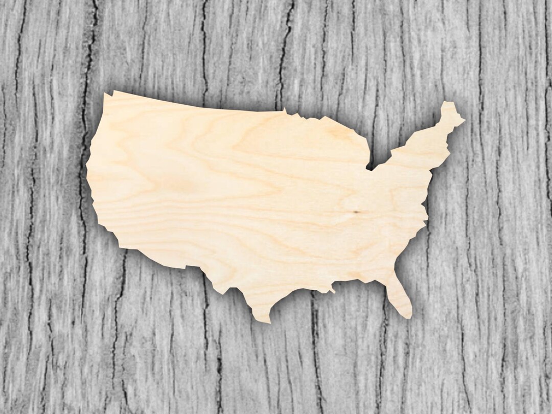 USA Wooden Cut Out Shape Laser Cut Wood Shape of United States of ...