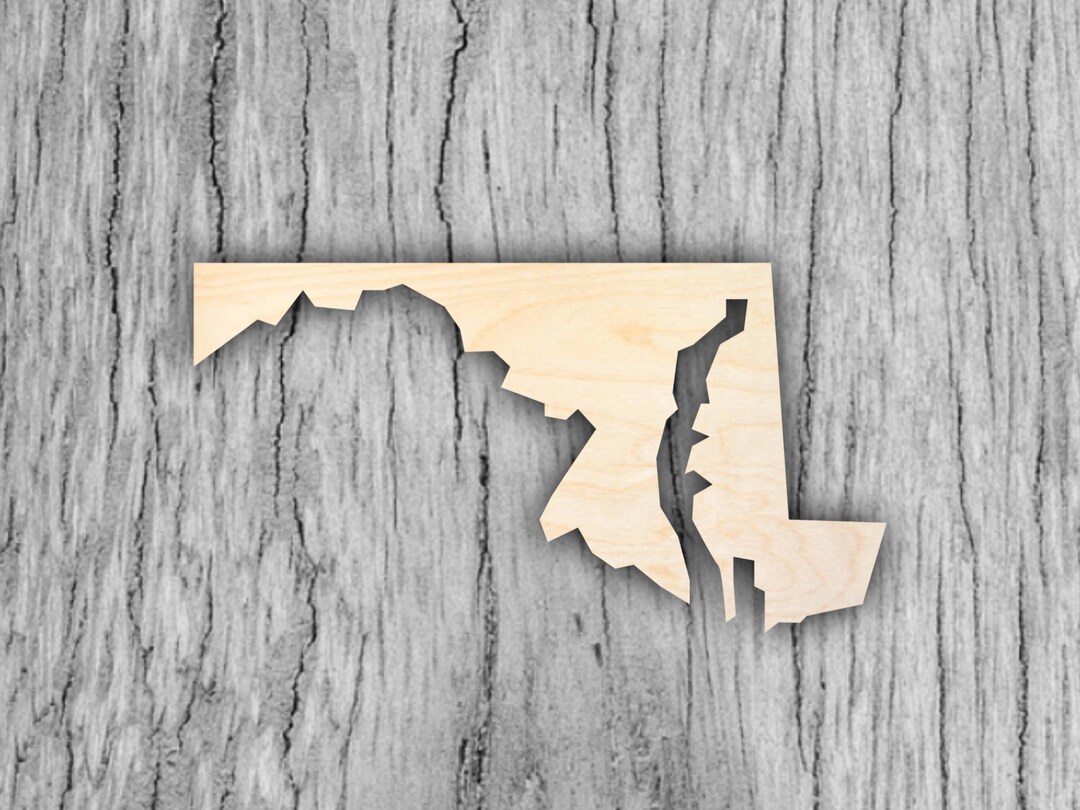 Wood Maryland Shape - Wooden Cut Out of the State of Maryland Laser ...