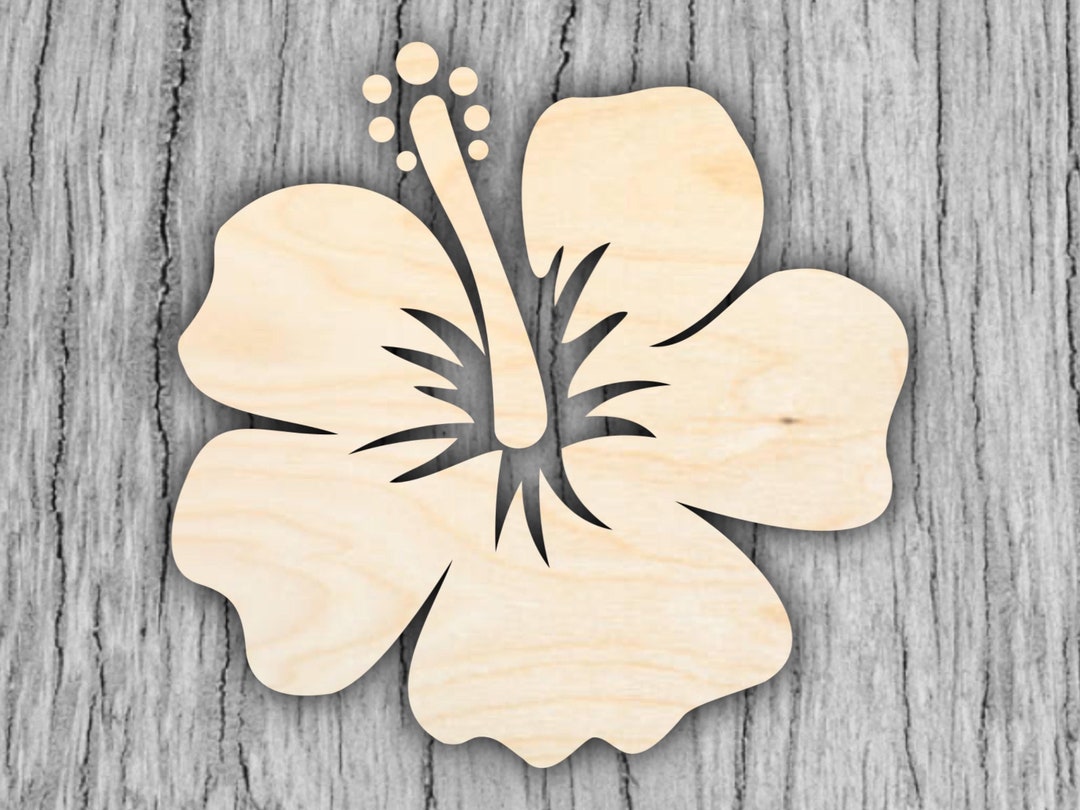 Wooden Hibiscus Cut Out Shape - Laser Cut Wooden Shape Hibiscus Flower ...