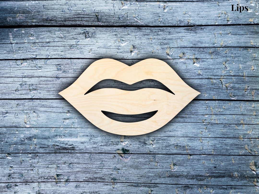 Wooden Lips Cut Out Shape - Laser Cut Wood Shape of Lips DIY Crafts ...
