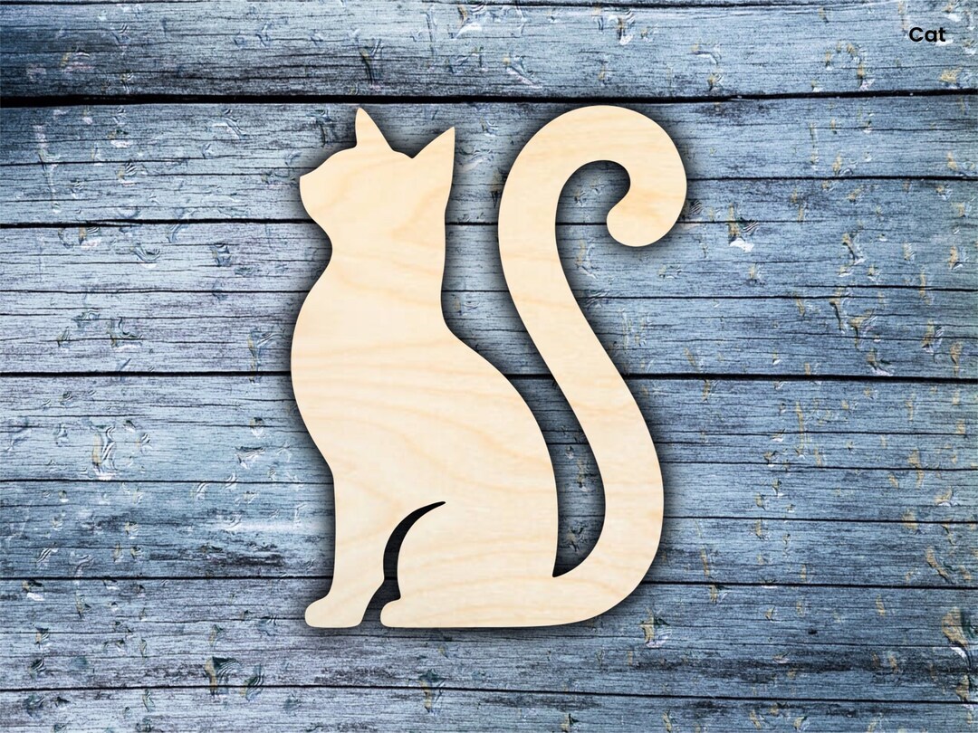 Wooden Cat Cut Out Shape - Laser Cut Wood Shape of Cat DIY Crafts ...