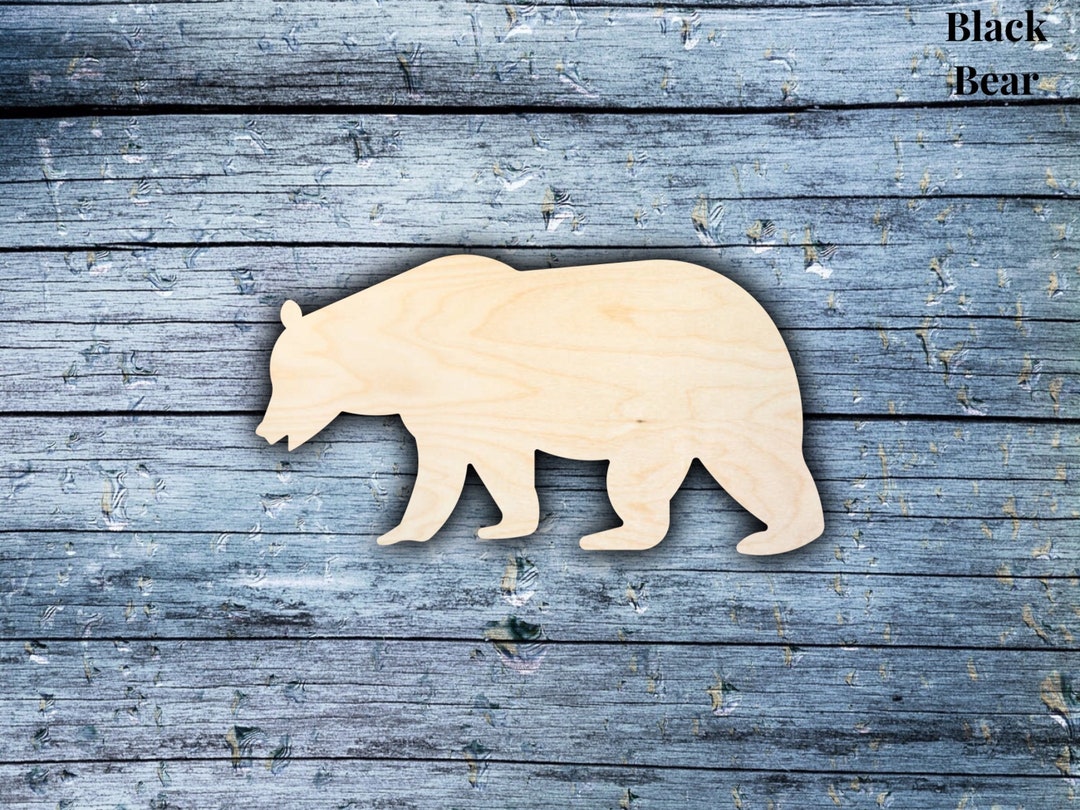 Wooden Bear Cut Out Shape - Laser Cut Wood Shape Black Bear Sign DIY ...