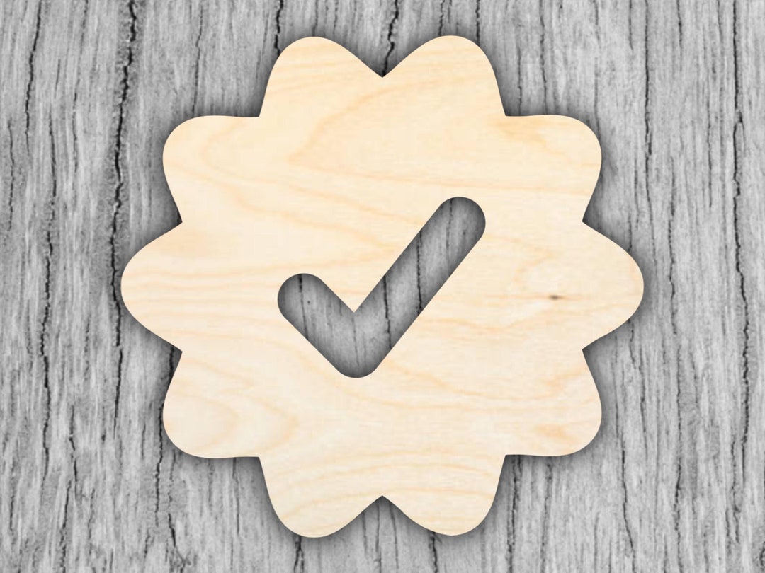 Wooden Verified Check Cut Out Shape Laser Cut Wooden Shape Verified ...