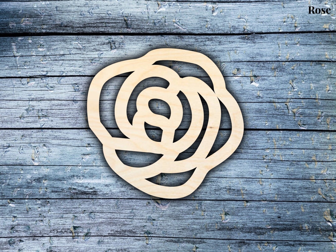 Wooden Rose Cut Out Shape - Laser Cut Wood Shape of Rose DIY Crafts ...