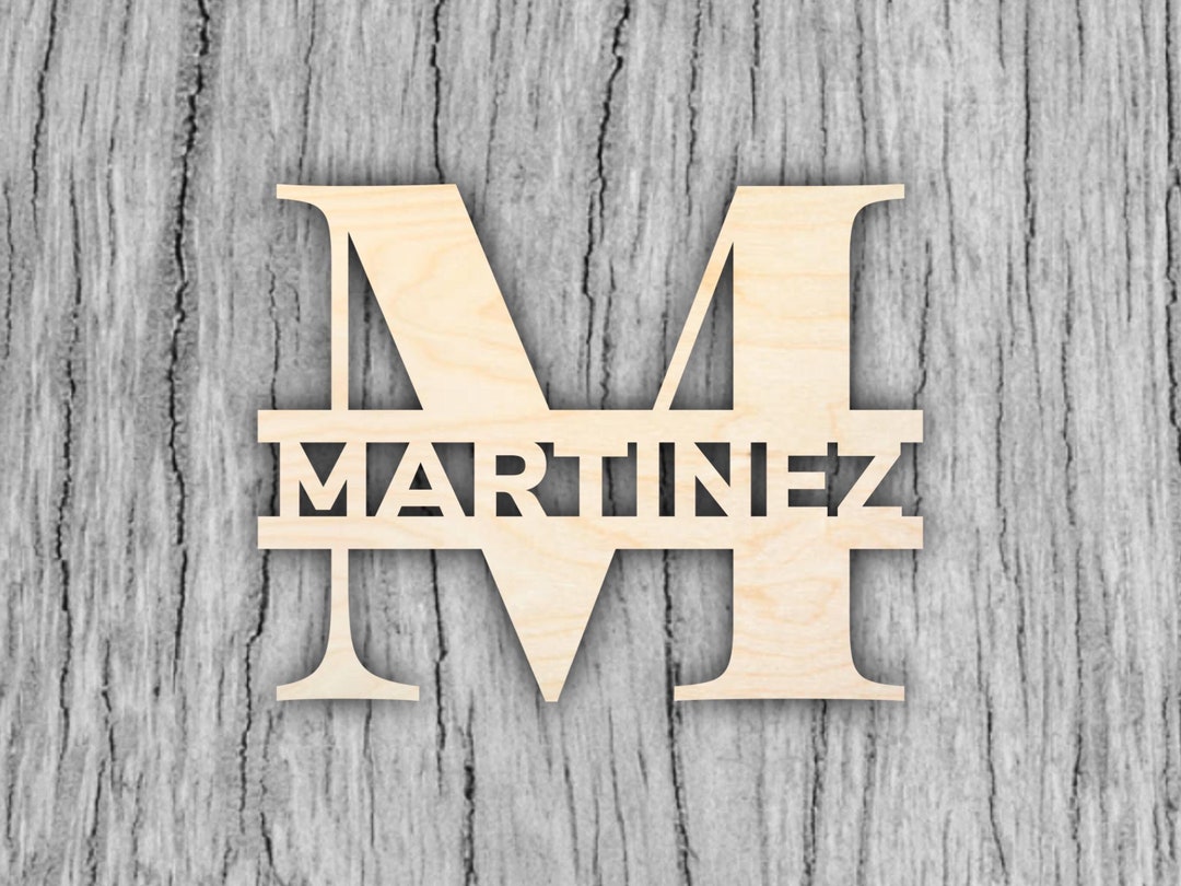 Wooden Last Name Custom Letter Split Monogram With Last Name in Front ...