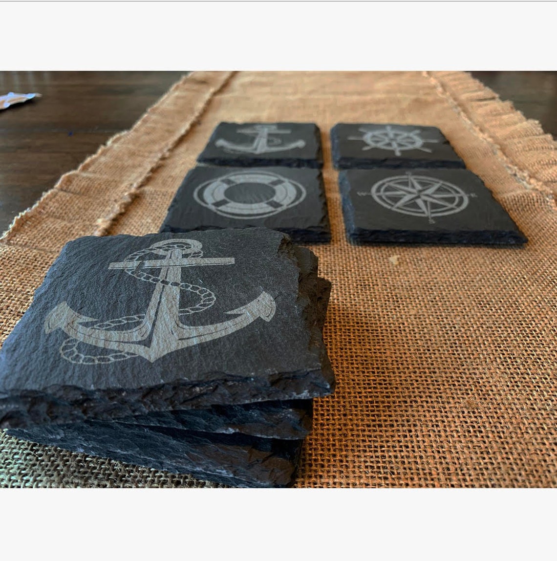 Nautical Coasters Stone Coasters Nautical Lake House Beach - Etsy