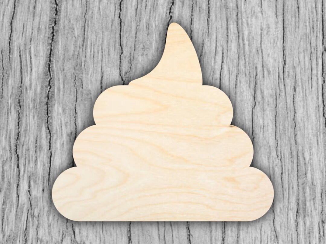 Poop Wooden Cut Out Shape - Laser Cut Wooden Shape Poop Emoji for DIY ...