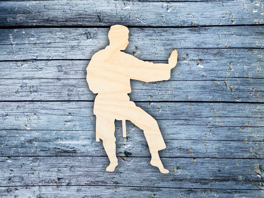 Wooden Karate Guy Cut Out Shape Laser Cut Wood Shape of Karate Pose DIY ...