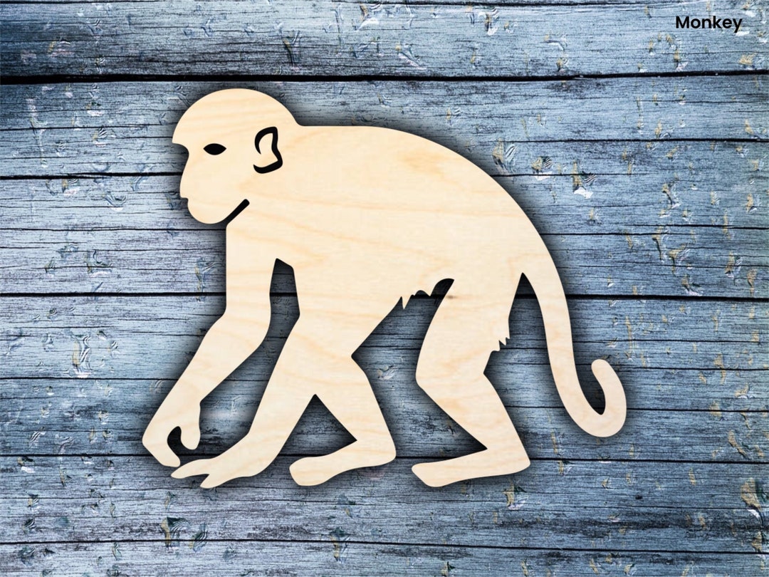 Wooden Monkey Cut Out Shape - Laser Cut Wood Shape of Monkey DIY Crafts ...
