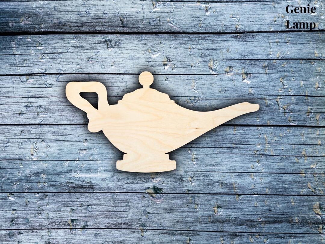 Wooden Lamp Cut Out Shape Laser Cut Wooden Shape Genie Lamp Sign DIY ...