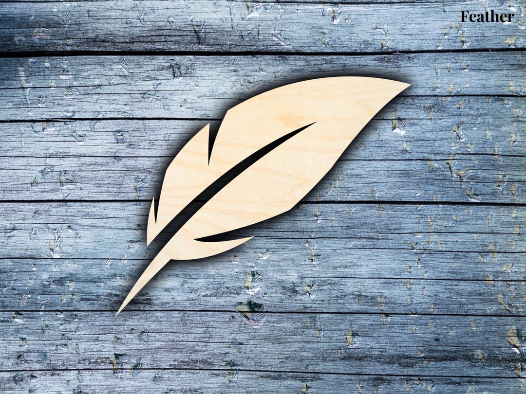 Wooden Feather Cut Out Shape - Laser Cut Wooden Shape Feather for DIY ...