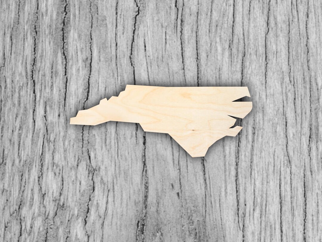 Wood North Carolina Shape - Wooden Cut Out of the State of North ...