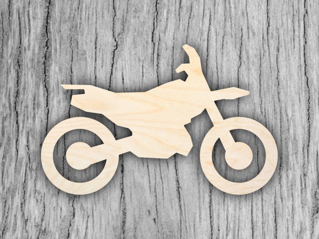 Wooden Dirt Bike Cut Out Shape - Laser Cut Wooden Shape of Dirt Bike Motorcycle DIY Crafts ...