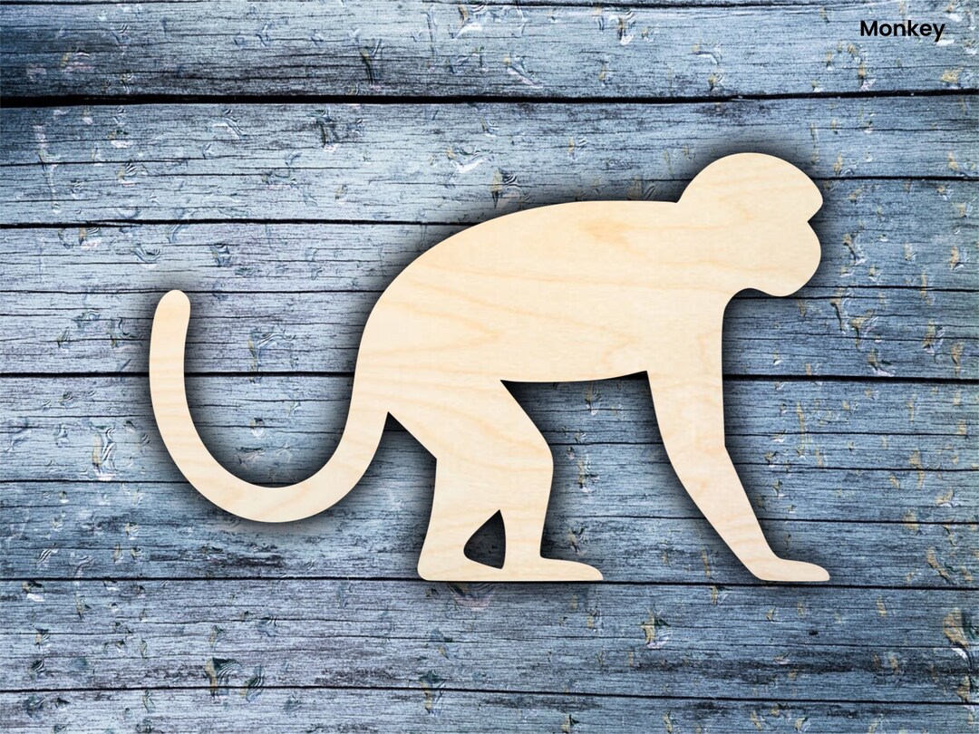 Wooden Monkey Cut Out Shape - Laser Cut Wood Shape of Monkey DIY Crafts ...
