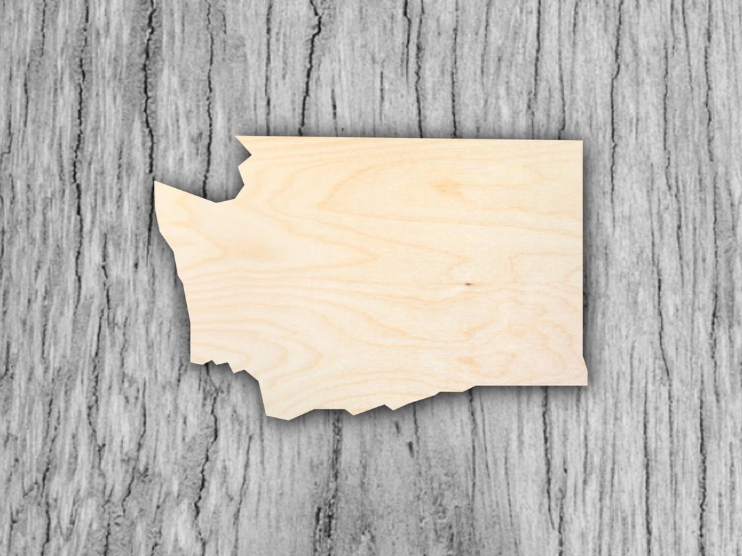 Wood Washington Shape - Wooden Cut Out of the State of Washington Laser ...