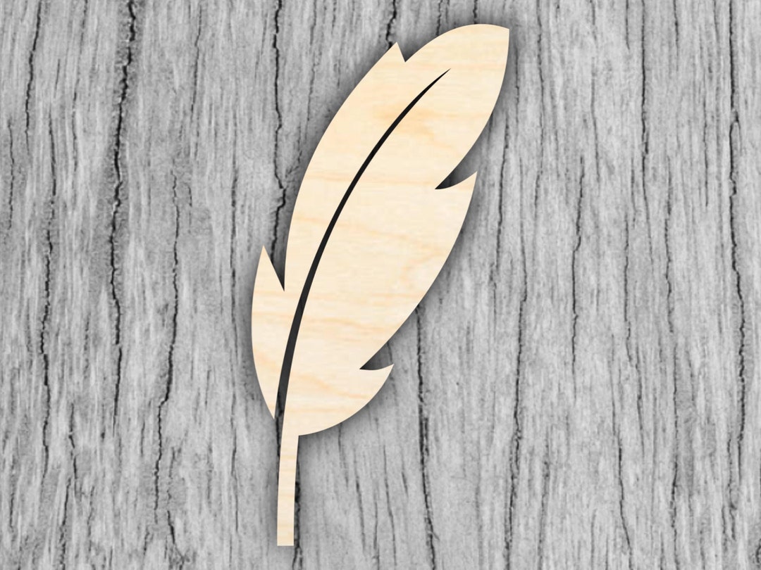 Wood Feather Cut Out Shape Laser Cut Wood Shape of Feather DIY Crafts ...