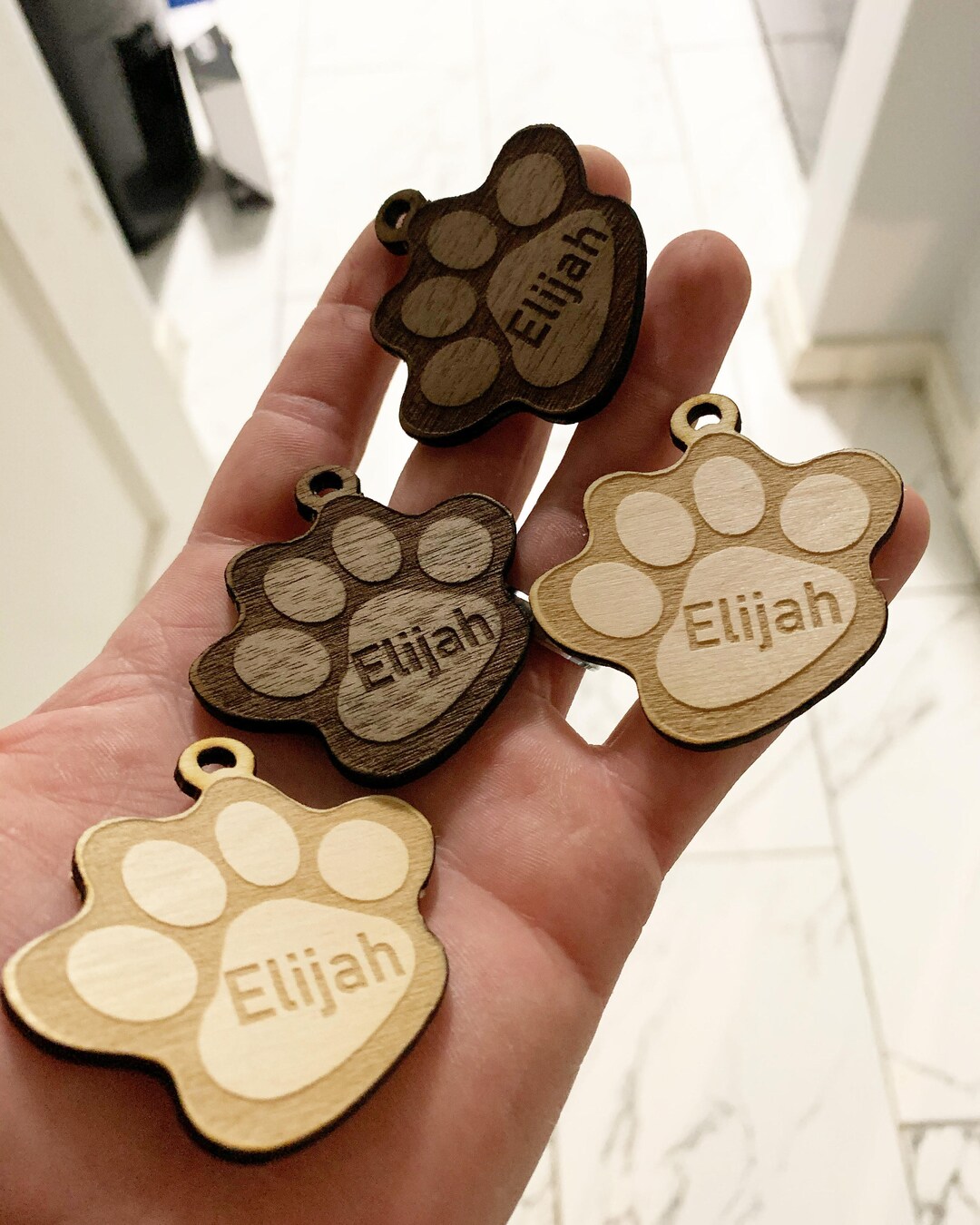 Custom Wooden Dog Tags / Collar Tags Made From Real Wood / Birchwood or ...