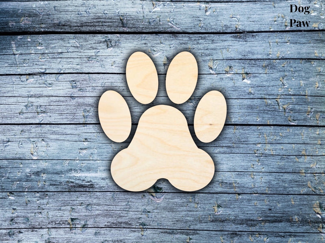 Wooden Paw Cut Out Shape - Laser Cut Wood Shape of Dog Paw Print Clover ...