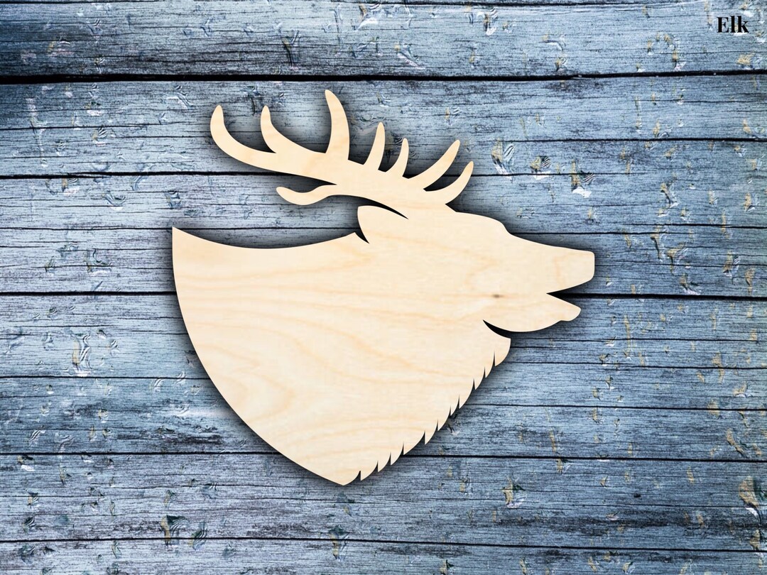 Wooden Elk Head Cut Out Shape - Laser Cut Wood Shape of Elk DIY Crafts ...