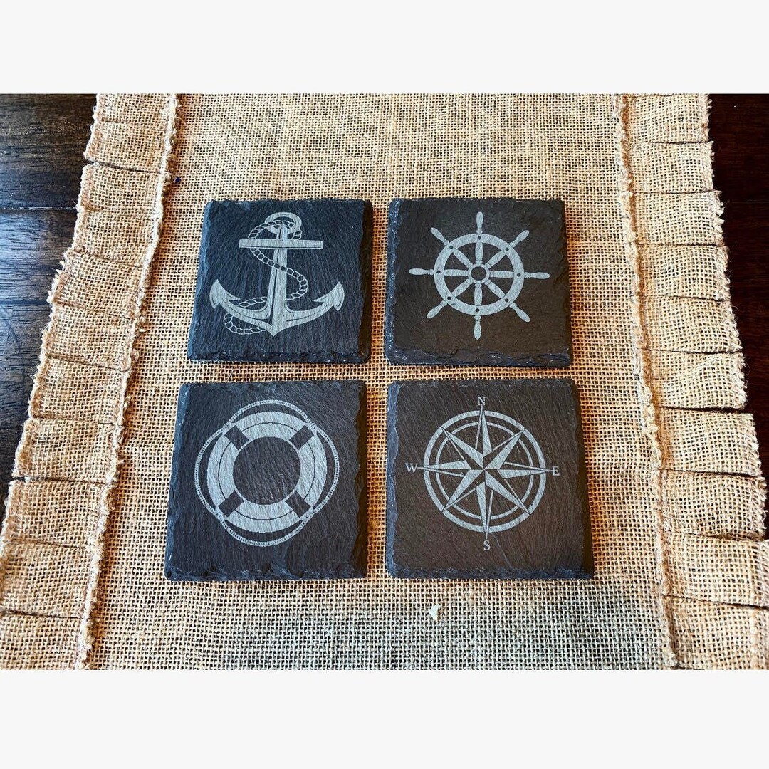 Nautical Coasters Stone Coasters Nautical Lake House Beach House Decor ...