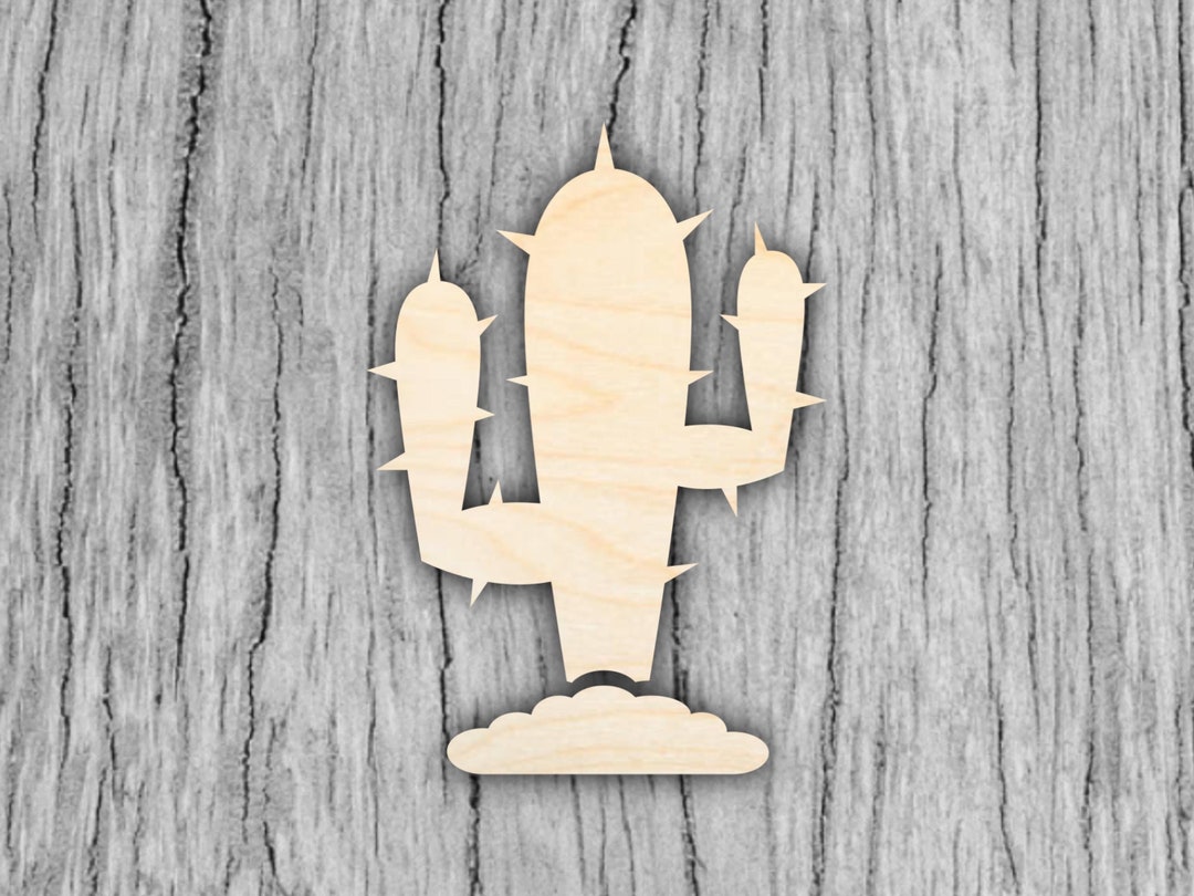 Wood Cactus Cut Out Shape Laser Cut Wooden Shape Cactus for DIY Crafts ...