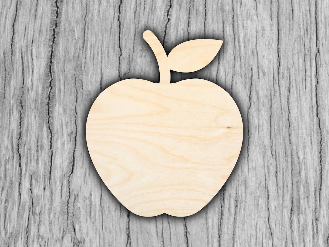 Wooden Apple Cut Out Shape - Laser Cut Wooden Shape Apple Fruit for DIY ...