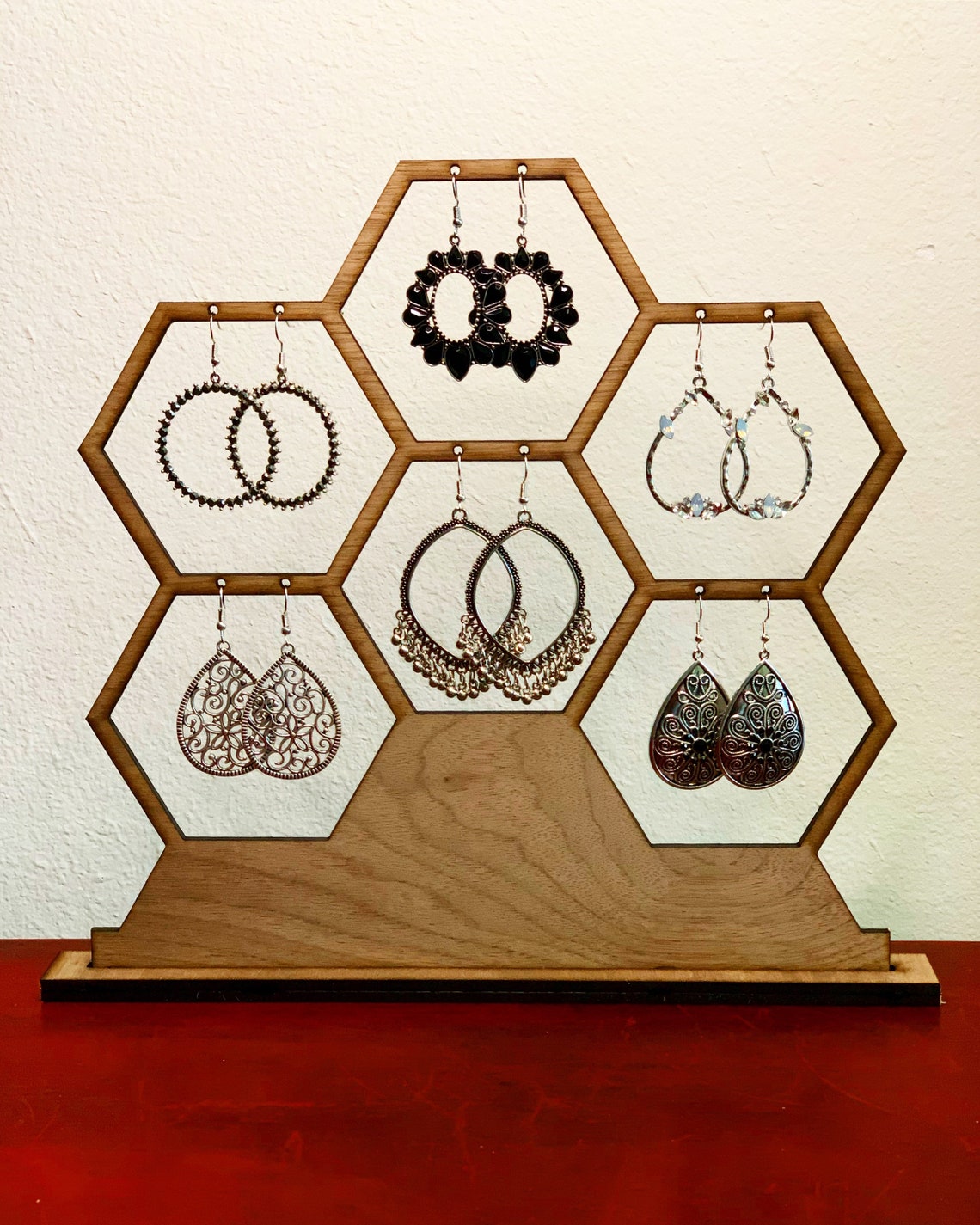 Earring Tree Wooden Jewelry Rustic Display Stand Customized - Etsy