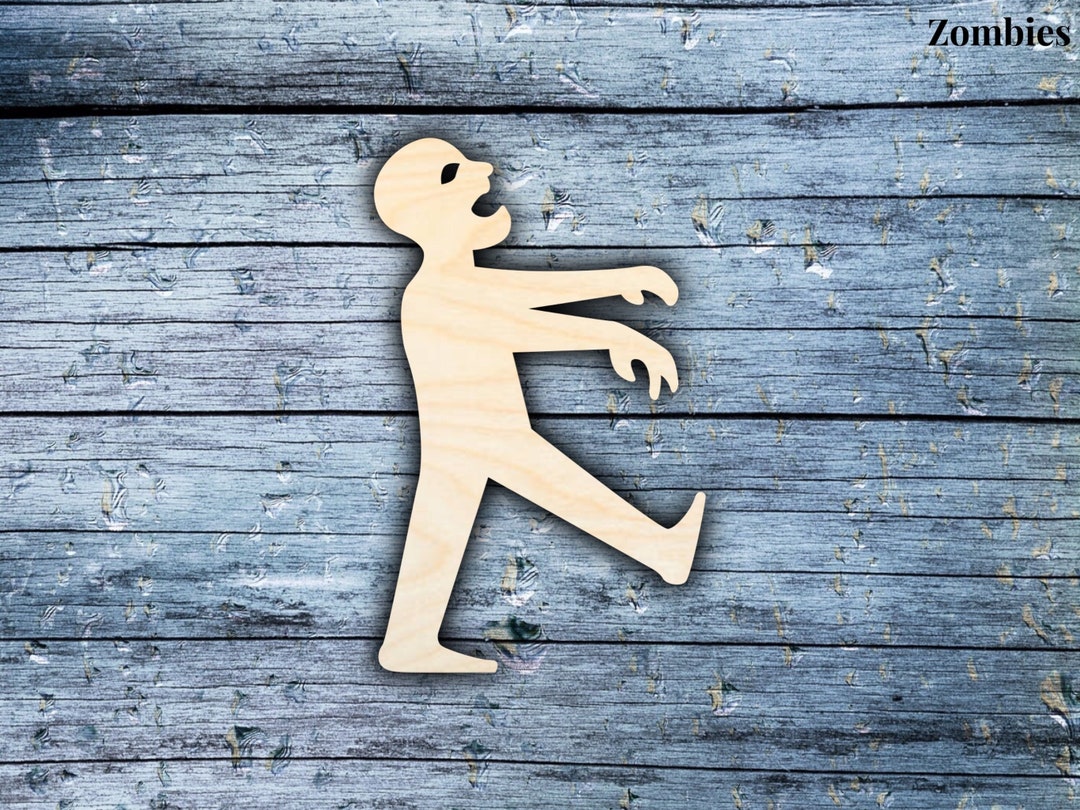 Wooden Zombie Cut Out Shape - Laser Cut Wood Shape of Zombie Walking ...