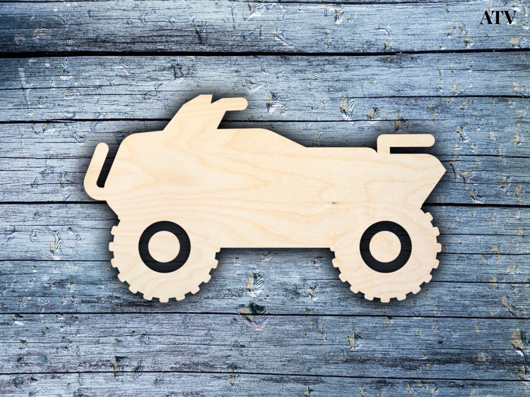 Wooden Four Wheeler Cut Out Shape Laser Cut Wooden Four Wheeler Sign ...