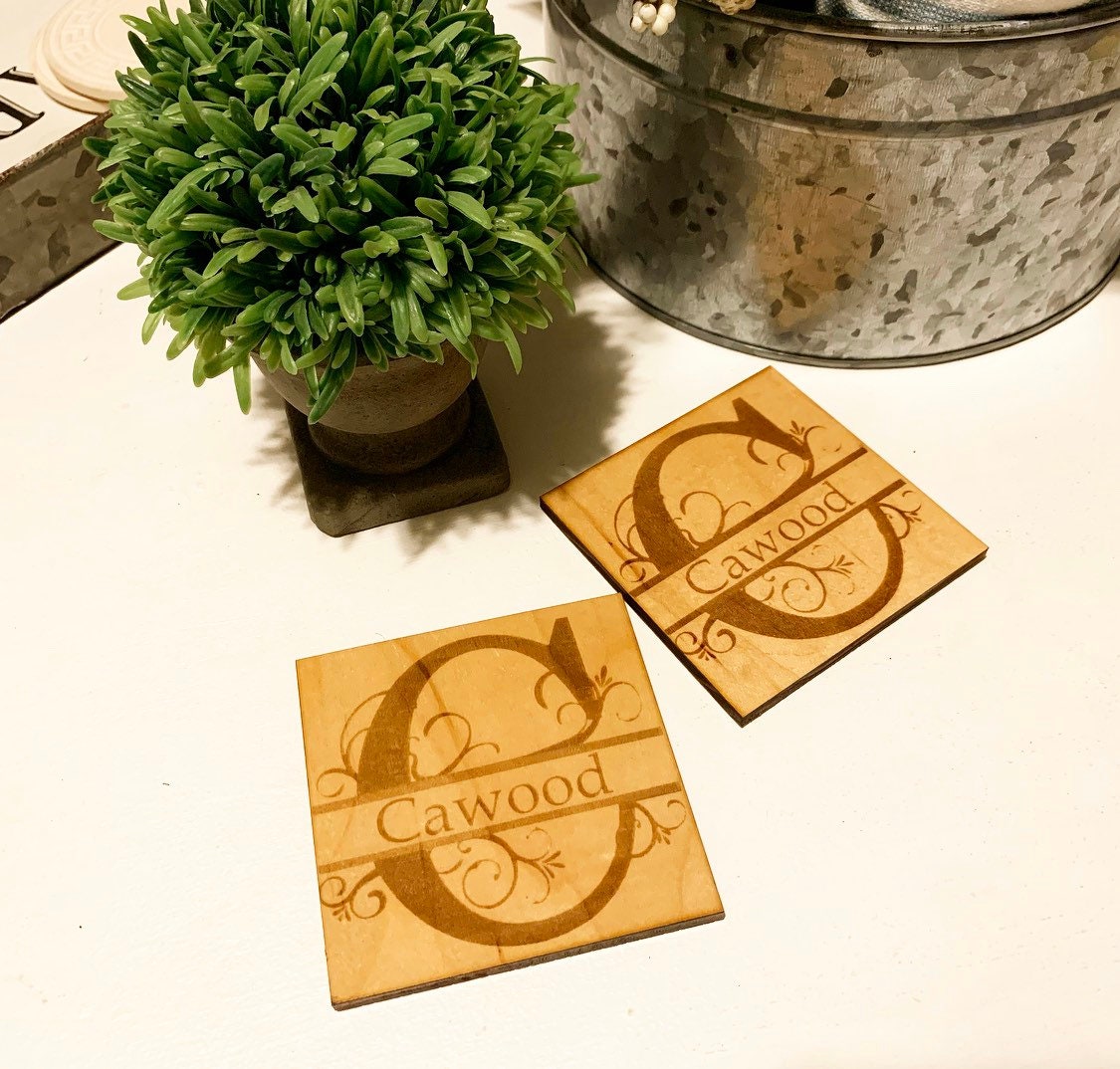 Custom Monogram Coasters SET OF 4 | Etsy