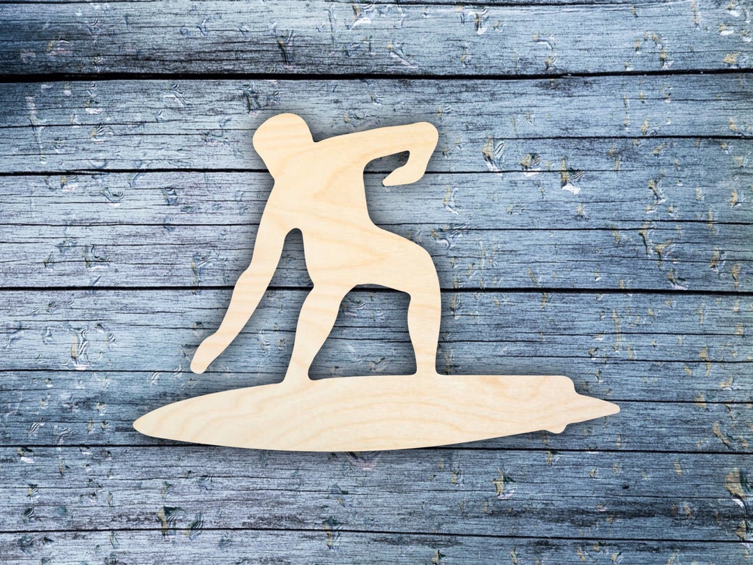 Wooden Surfer Guy Cut Out Shape - Laser Cut Wood Shape of Surf Guy DIY ...
