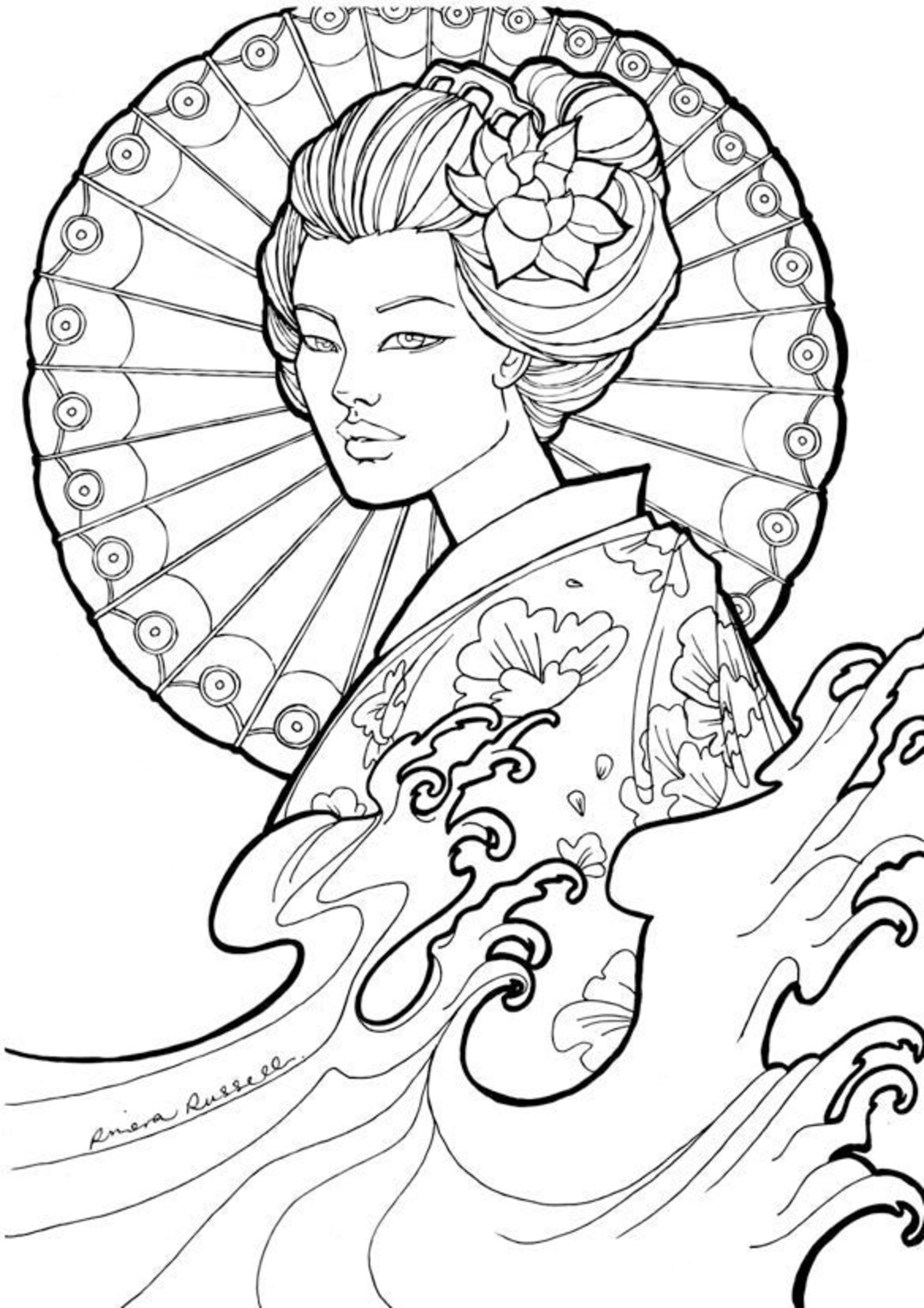 Geisha - Colouring Page - Etsy