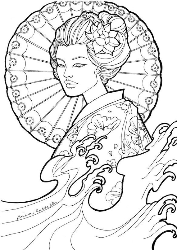 Geisha Coloring Pages