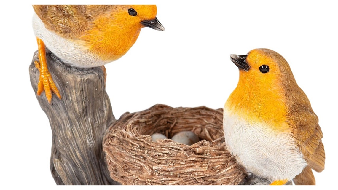 Robin Garden Ornament Resin Robins With Bird Nest Home Decor | Etsy