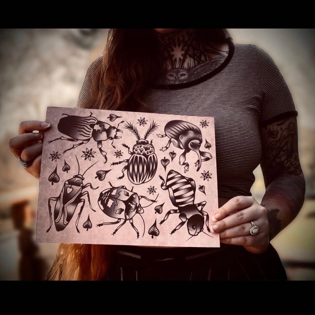 Tattoo Flash Sheet Print Tattoo Bug Print Bug Flash Sheet Insect Flash ...