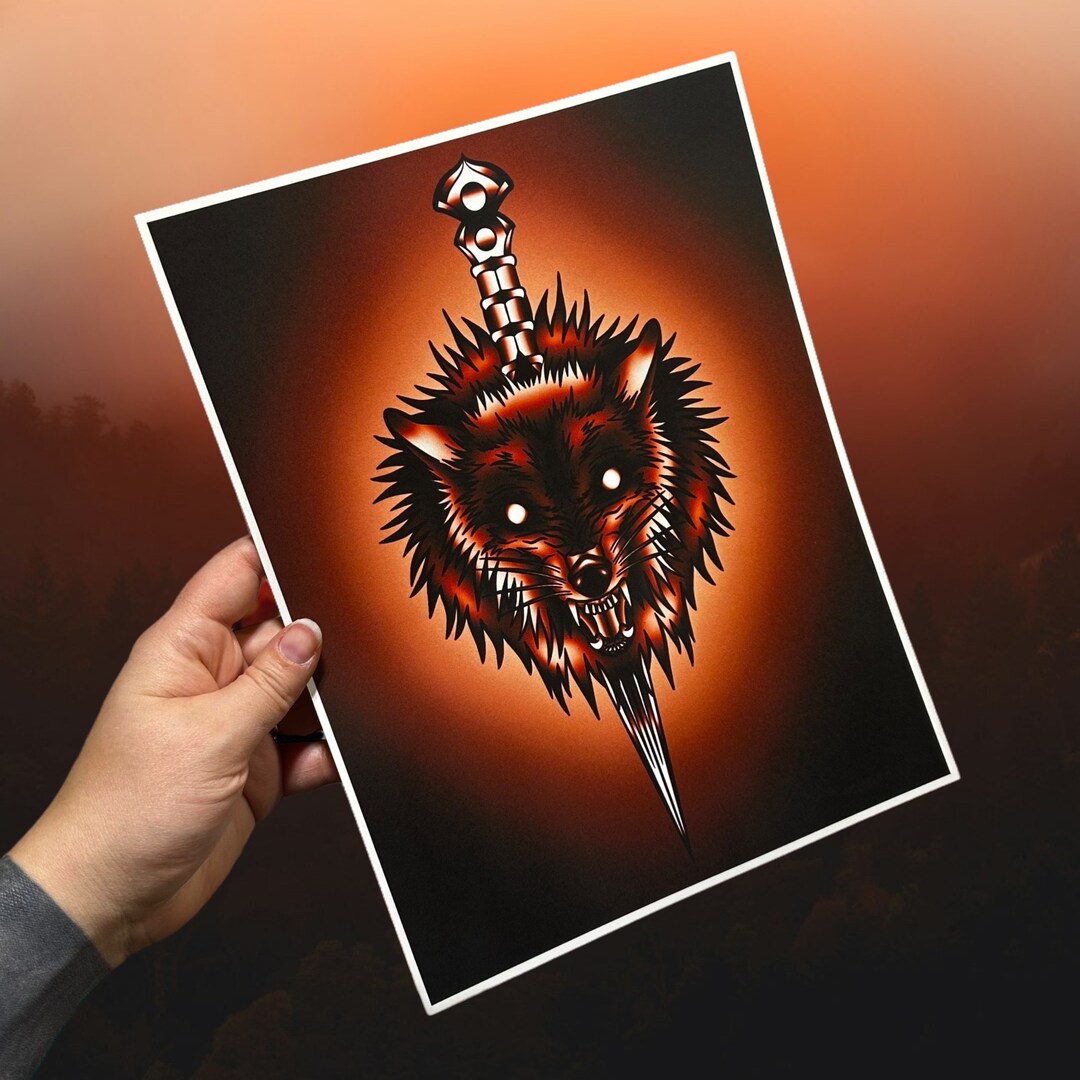 Red Wolf Tattoo Drawing Tattoo Flash Sheet Print Wolf Flash Sheet ...