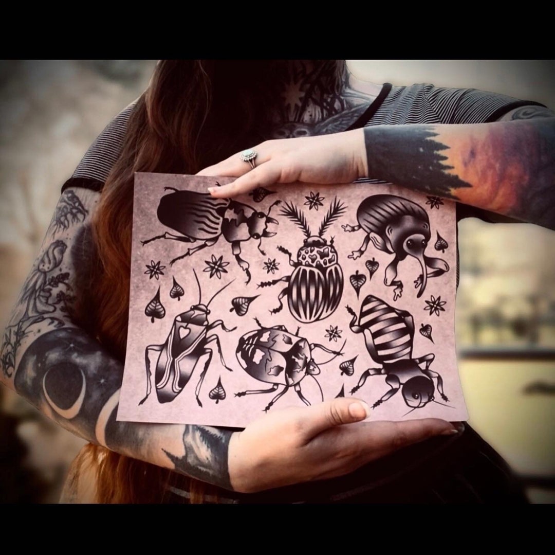 Tattoo Flash Sheet Print Tattoo Bug Print Bug Flash Sheet Insect Flash ...