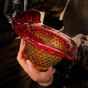 RARE Red Cadmium Glass Compote Cadmium Glow Depression - Etsy