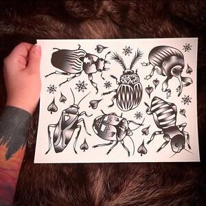 Tattoo Flash Sheet Print Tattoo Bug Print Bug Flash Sheet Insect Flash ...