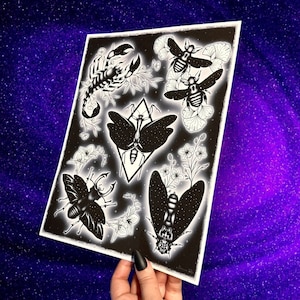 Bug Tattoos Insect Tattoo Flash Sheet Print Gemstone Tattoos ...