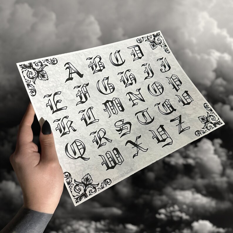 Letter Tattoos - Font Tattoo Flash Sheet Print - Lettering Tattoos ...