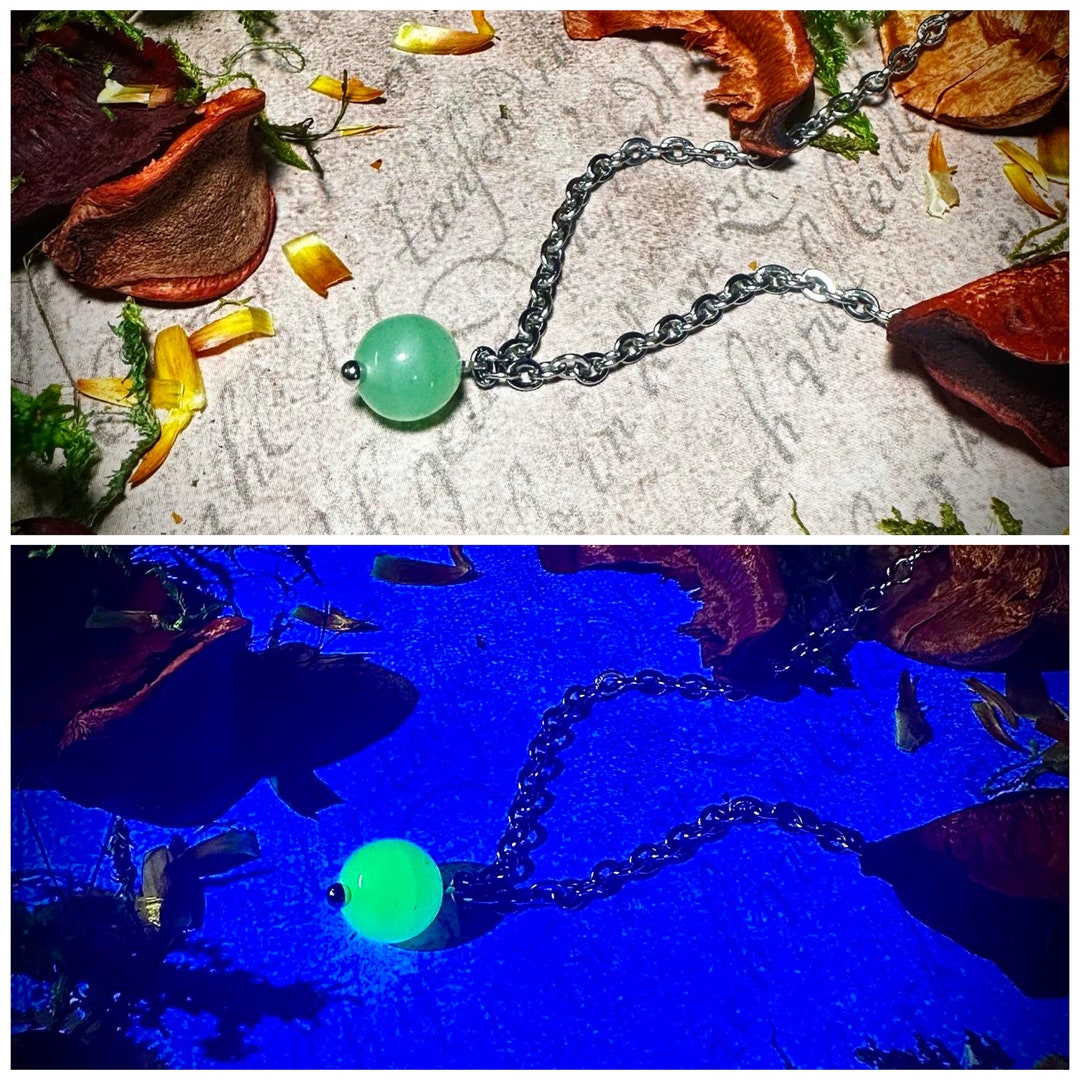 Real Uranium Glass Bead Necklace Uranium Glass Jewelry Stainless Steel ...