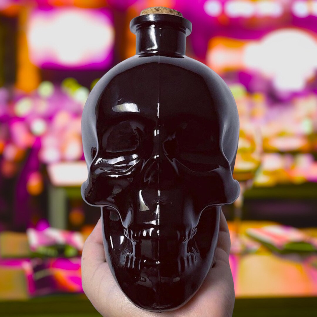 Glass Skull Decanter Skull Apothecary Jar Black Glass Skull Jar ...