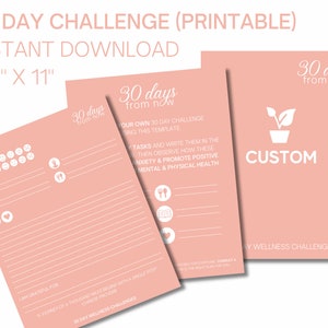 30 Day Wellness Challenge - CUSTOM - PRINTABLE PDF - Etsy
